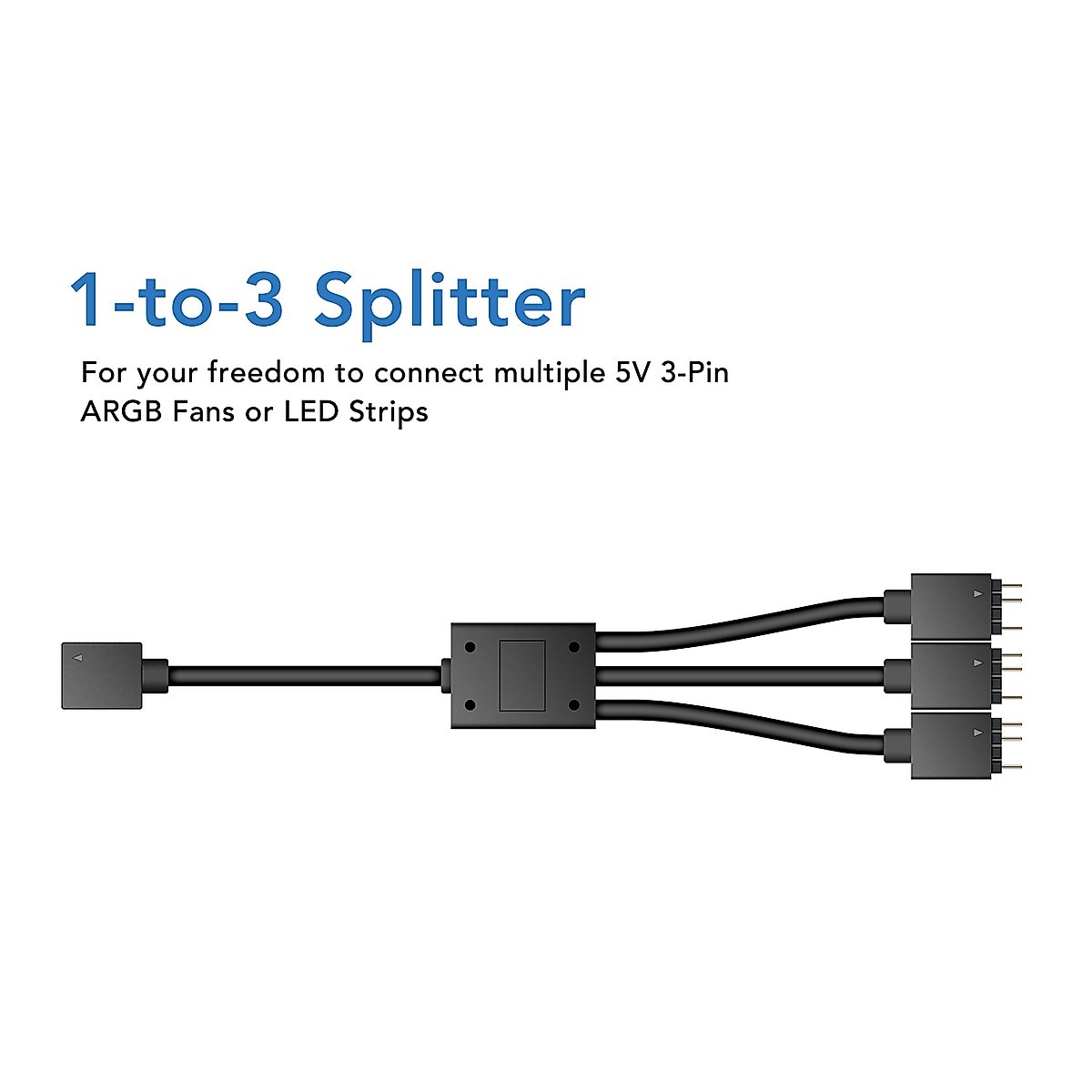 EZDIY-FAB 12V to 5V RGB Converter, 3-Way Splitter, SATA Connector, 50 Color Modes, 100x 5V LEDs