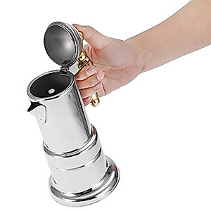 Pissente Moka Pot, 200ml Capacity Moka Coffee Pot, Easy to Use Coffee Maker Stovetop, Stainless Steel Moka Pot Stovetop Coffee Maker with Valve for Home Kitchen Office Camping