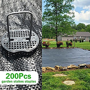 Bakulyor 200Pcs Landscape Staples + 200Pcs Gasket, 6 Inch Garden Stakes Staples 11 Gauge U Shaped Galvanized Lawn Landscape Pins, Heavy Duty Yard Ground Pin for Weed Barrier Sod Fabric Decorations