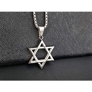 Zed ShadoWw Star of Daivd Hollow Lucky Hexegan Pendant Geometry Choker Necklaces - Silver