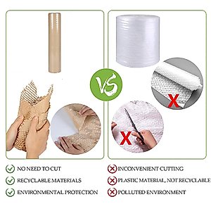 Besitek Honeycomb Packing Paper Wrap 15" x200' Sustainable Alternative to Bubble Cushioning Wrap for Moving/shipping/packing Roll with 20 Fragile Sticker Biodegradable & Fully Recylable