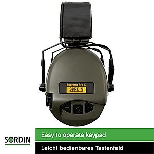 Sordin Supreme Pro-X Slim Active Ear Defenders - ARC Rail Compatible - Leather Band & Foam Kits - Green Ear Muffs