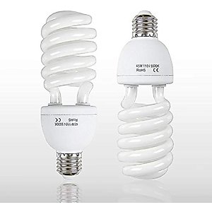 SLOW DOLPHIN Photo CFL Full Spectrum Light Bulb,2 x 45W 5500K CFL Daylight Photography Photo Video Studio Lighting(2 Packs)