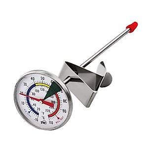 Milk Thermometer For Steaming Milk - Ideal Milk and Coffee Temperature Thermometer With 175 mm Stainless Steel Probe and Clip Barista Coffee Espresso