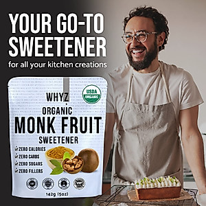 Organic Monk Fruit Extract, 5 oz, Pure Monk Fruit Sweetener Organic No Erythrytol and Zero Calorie, Sugar Substitute, Powdered Monkfruit Sweetener Keto and Paleo Diet Friendly, 454 Servings