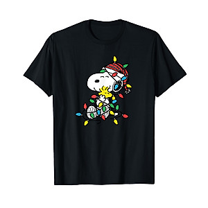 Peanuts - Snoopy Woodstock Christmas Lights T-Shirt