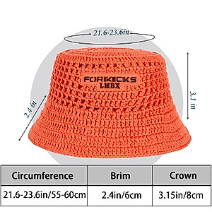Unisex Crochet Bucket Hat - UPF 50 Sun Protection - Knit Bucket Hat for Men & Women, Reversible, Waterproof & Breathable Orange
