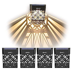 EHO Solar Deck Lights, Solar Fence Lights Outdoor Waterproof LED Garden Decorative Lighting for Post, Patio, Front Door, Step, Stair, Pool and Yard, Warm White, 4 Pack