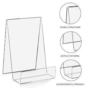 ZOEY Acrylic Book Easel Stand with Ledge Clear Easels Plate - 5 Pack for Books Display, Music Sheets, Artworks, CD, Tablet Holder (Small)