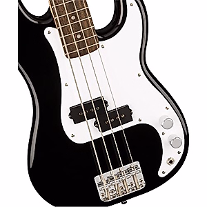 Squier by Fender Mini Precision Short Scale Bass Guitar with 2-Year Warranty, Laurel Fingerboard, Sealed Die-Cast Tuning Machines, and Split Single-Coil Pickup, Maple Neck, Black