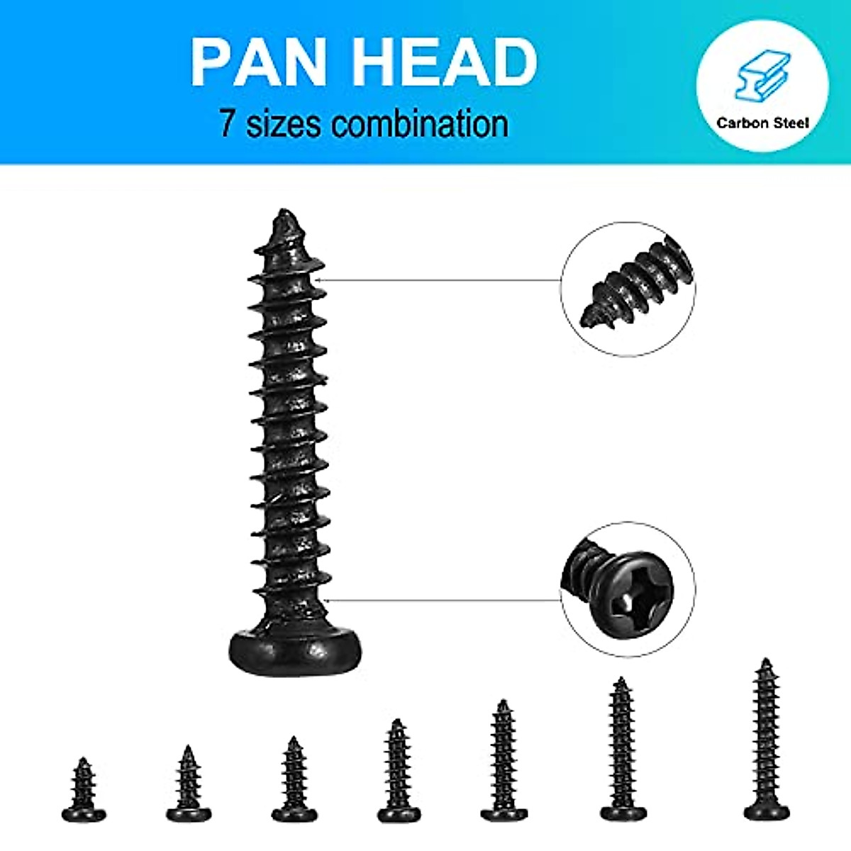 MEIYYJ M3 Pan Head Self Tapping Screws Phillips Micro Laptop Repair Screws Assortment Kit (590pcs
