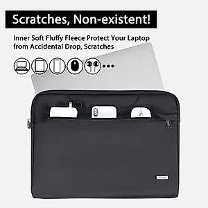 V Voova Laptop Bag 15.6 inch with Shoulder Strap & Handle, Waterproof Laptop Case Sleeve Compatible with 15-16”MacBook Air/Pro, HP Acer Asus Dell Lenovo, Slim Computer Bag for Men Women, Black