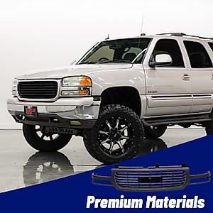 JustDrivably Front Grille Grill Compatible With 1999-2002 GMC Sierra 1500 2500/2001-2002 Sierra 1500HD 2500HD 3500HD /2000-2006 Yukon