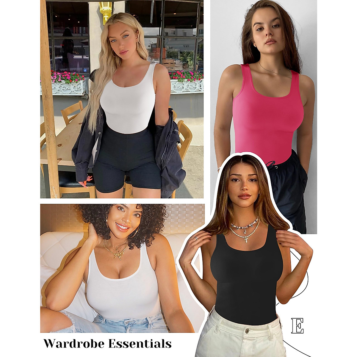 EUYZOU Women's Tummy Control Shapewear Tank Tops - Seamless Body Shaper Compression Top - Black/White/Nude 3pk M