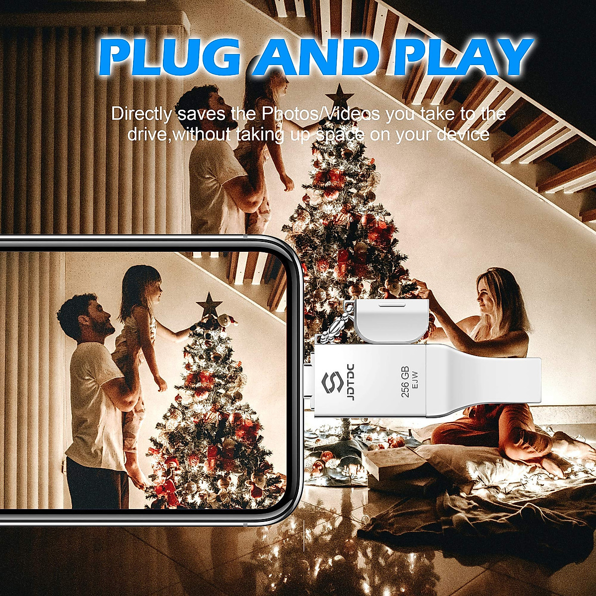 256GB Apple MFi Certified iPhone-Photo-Stick, 3 in 1 USB C Photo-Stick-for-iPhone-Flash-Drive iPhone Memory-Stick Thumb Drives iPhone Backup Memory Stick for iPhone 16 15 14 13 12 iPad Android PC