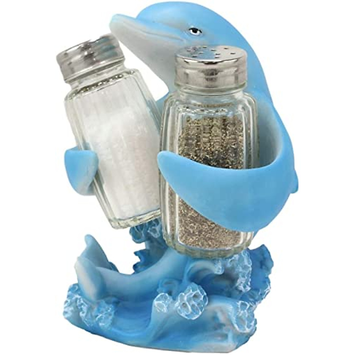 "Home Décor Accents" Dolphin Rising Above Sea Waves Hugging Salt And Pepper Shakers Holder - Home Accents 33-kl1-2163