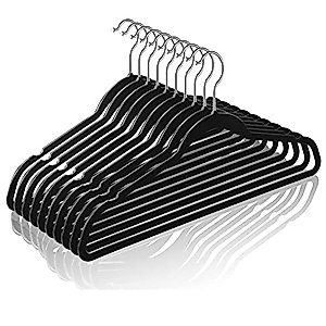 TIMMY Hangers 50 Pack Clothes Hangers, 17.5inch Heavy Duty Pants Hangers Space Saving Non Slip Coat Hanger 360º Swivel Hook, Big Black Hanger