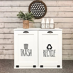 Decoration Beautiful Rae Dunn Inspired Trash Recycle Sticker Decal Bin Garage Rubbish Organization and Cleaning Vinyl Decor