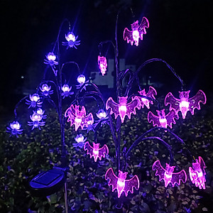 CENGNIAN Solar Halloween Pathway Lights, Purple Spider Swaying Halloween Lights Outdoor, Solar Powered Waterproof Spooky Halloween Decorations Stake Lights for Garden Yard Patio Pathway Decorations