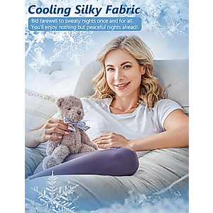 Meiz Pregnancy Pillows, Cooling Silky Pregnancy Pillows for Sleeping, 60" Full Body Maternity Pillow for Tall Pregnant Woman with Cooling Silk Jersey Cover, Grey