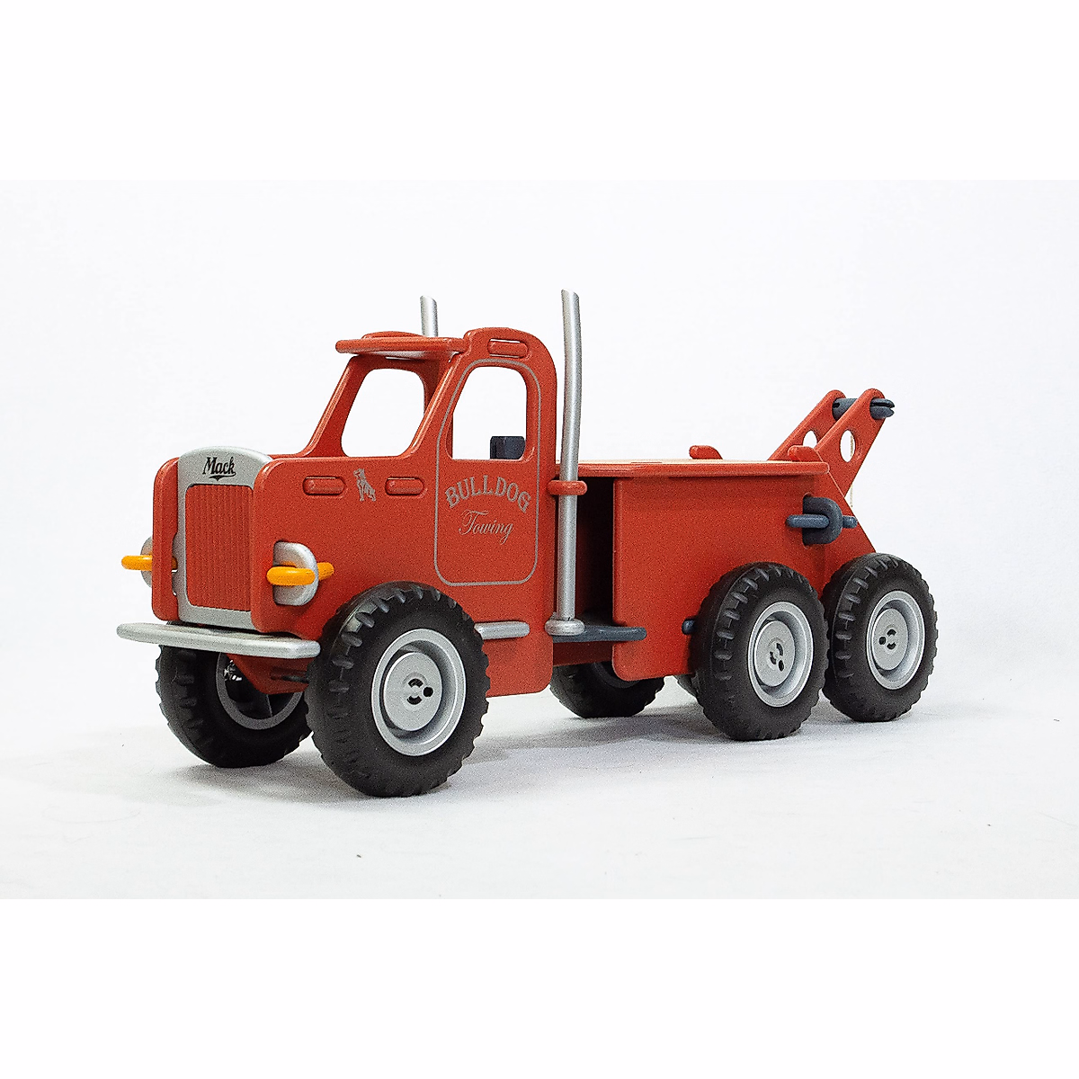 Moover Toys – Push Ride-On Wood Mac Truck- Six Rubberized Wheels - Push Balance Bike/Truck/Walker - Early Walk Development and Muscle Strength Enhancement for Children 18M+ Red