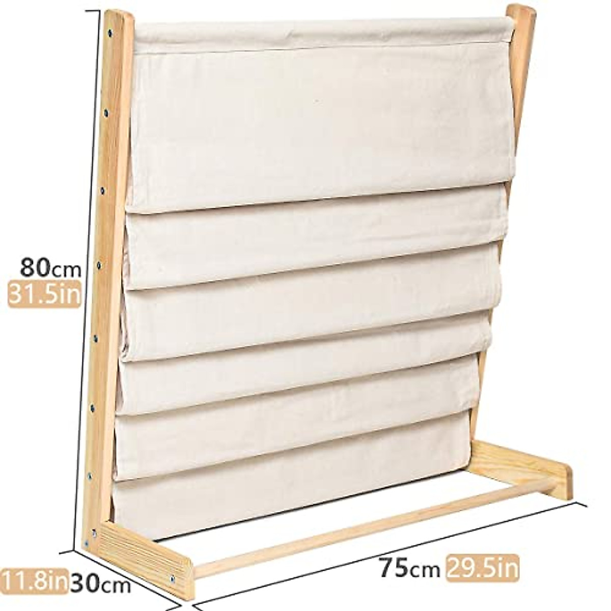 Morimoe Sling Bookshelf Kids Book Rack Storage, Natural Beige (Beige, W:75cm)