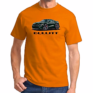 2019 2020 Bullitt Ford Mustang Full Color Design Print Tshirt XXX-Large Orange