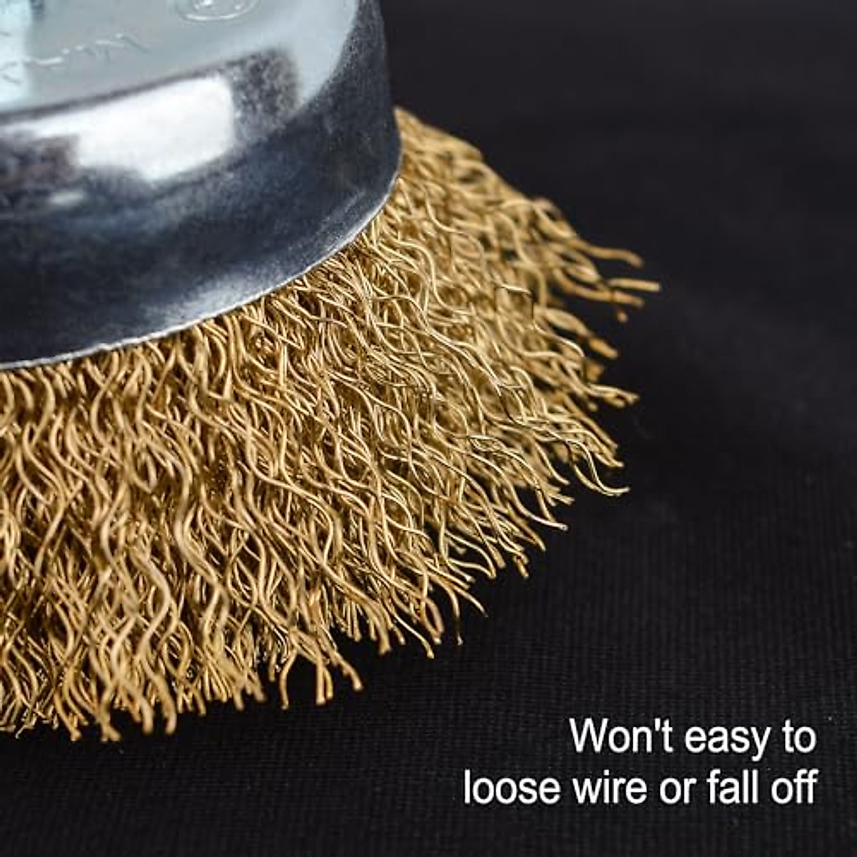 Gunpla 3" Wire Cup Brush with 1/4" Hex Shank Hardened Brass Steel Crimp Wheel Heavy Duty Wires Brushes for Metal, Removal of Rust Corrosion Paint