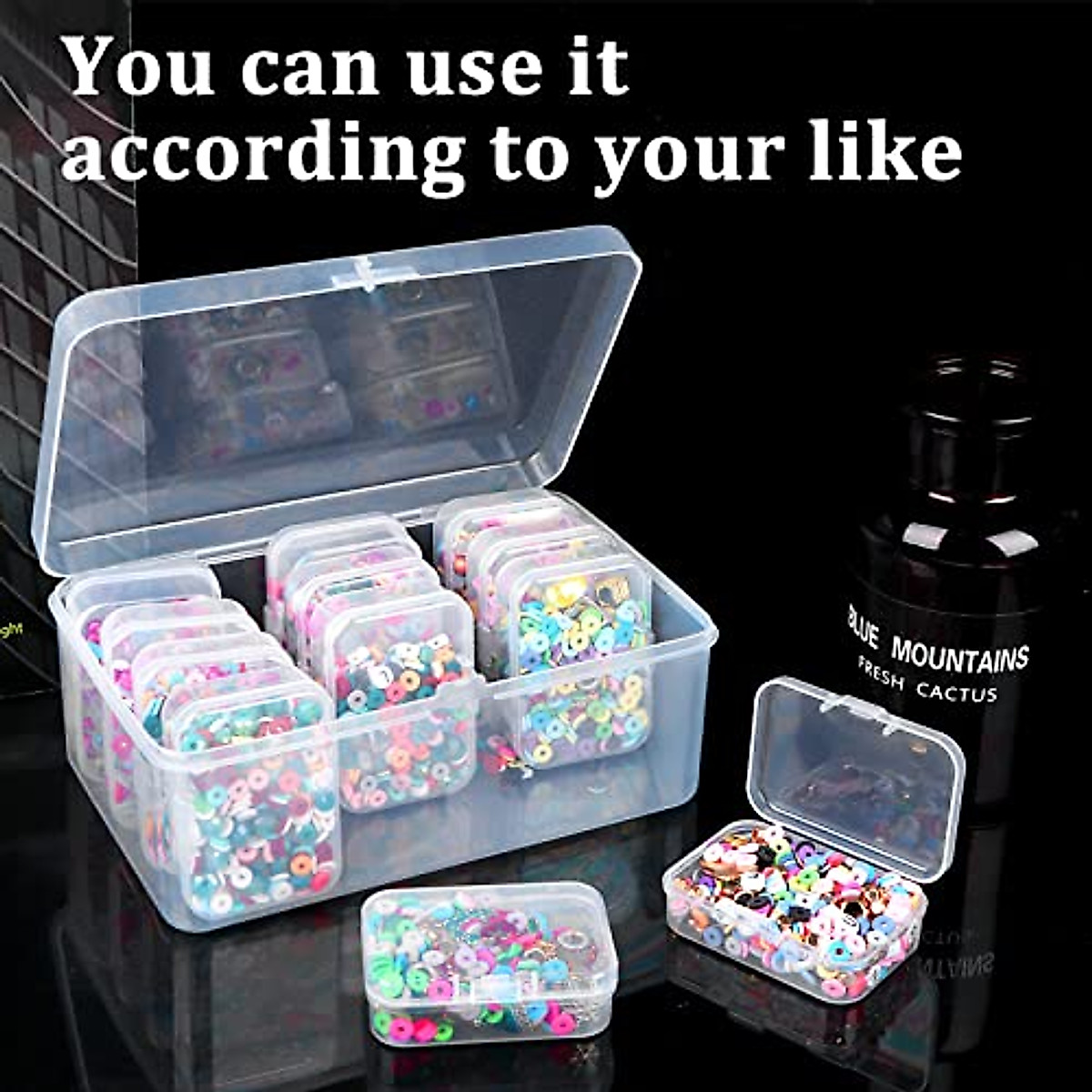 12 Pack Plastic Clear Beads Storage Box Organizer Small Storage Containers Mini Organizer Storage Box with Hinged Lid for Small Items Crafts Jewelry