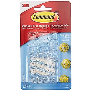 Command 17026CLR-ES Decorating Clips, Clear, 20-Clips (2 Pack)