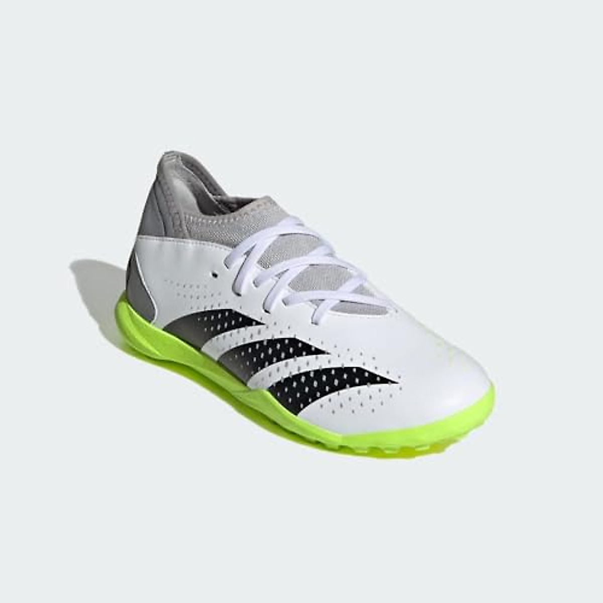 adidas Predator Accuracy.3 Turf Sneaker, White/Core Black/Lucid Lemon, 2 US Unisex Little Kid