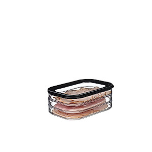 Mepal Meat Fridge Storage Containers 3 Layers - Container with Lid for Meat - Fridge Storage Box - Suitable for Storing Bacon & Meat Products - 3 Separate Fridge Storage Boxes - 3 x 550 ml - Black