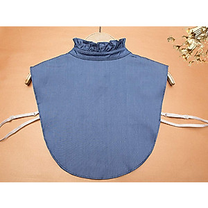 HALITOSS Women's Lovely Denim Fake Collar Dickey Half Shirt Decorative Collar Blue