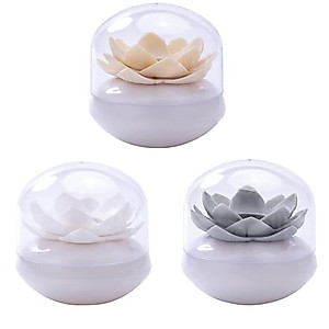 HAOSHOME Lotus Qtip Holder for Cotton Swabs (Gray), 3.58'' X 3.39'' X 3.7''