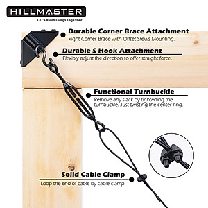HILLMASTER Durable Anti Sag Gate Kit for Wooden Fence, Anti-Sag Gate Support Cable Kit in Zinc, Anti-Sagging Fence Gate Kit Steel Gate Hardware, Wood Door Repair Kit for Outdoor, Gate Frame Kit Black
