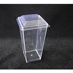 zappy Elegant Tall Square Mini Cube 3oz Clear Plastic Tasting Sample Shot Glasses Parfait Souffle Jello Mini Dessert Cups Dessert Glasses 3 oz Shooter Tumbler Party Cups Bowls With Lids (40 Ct)