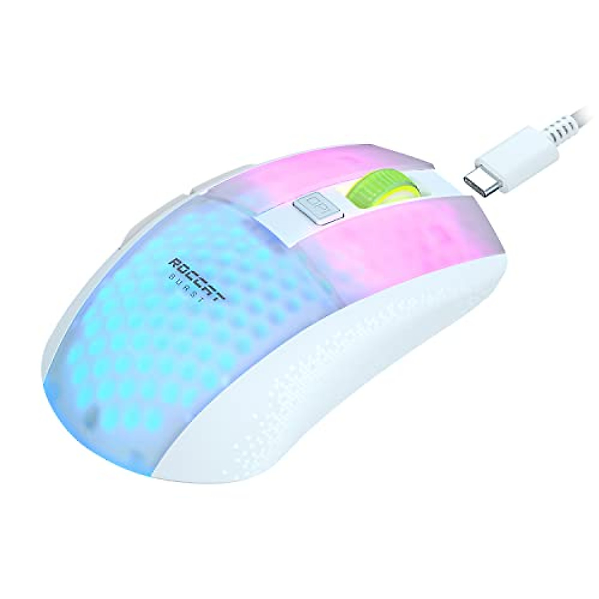 ROCCAT Burst Pro Air Lightweight Symmetrical Optical Wireless RGB Gaming Mouse with 19K DPI Optical Owl-Eye Sensor, Optical Switches, Titan Wheel, 81-Gram Weight – White