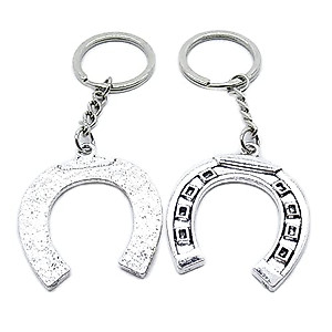 100 Pieces Keychain Keyring Door Car Key Chain Ring Tag Charms Supplies MN6G2F Horseshoe Horse Hoof