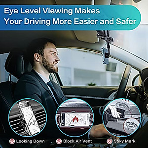 BEENLE Upgraded Rearview Mirror Magnetic Phone Holder Mount for Car, Rotatable and Retractable Car Phone Holder, Strong Magnet Cell Phone Holder Car Cradle Fit All Mobiles & Vehicles