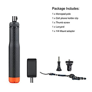 SOONSUN 4-in-1 Floating Selfie Stick for GoPro Hero 11, 10, 9, 8, 7, 6, 5, 4, 3, Max, Fusion, Session, DJI OSMO, AKASO, Insta360 - Use as Floating Handle, Extendable Monopod, Hand Grip, Tripod Stand