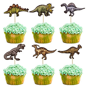 36Pcs Dinosaur Cupcake Toppers Roar Dinosaur Cupcake Picks Dino Cake Decorations for Kids Boys Dinosaur Theme Birthday Babyshower Party Decorations