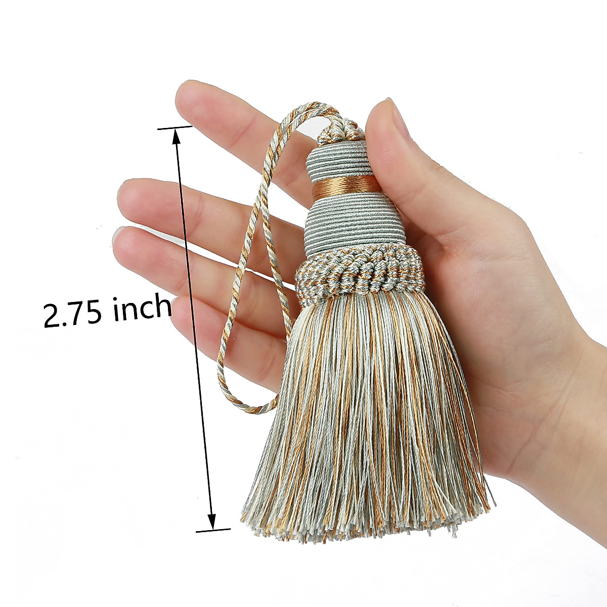 BEL AVENIR Mix Blue Tassels Key Tassel with Loops Handmade Craft Charms DIY Accessories Elegant Soft Making Curtain Home Decoration (Mix Blue, 2 pcs)