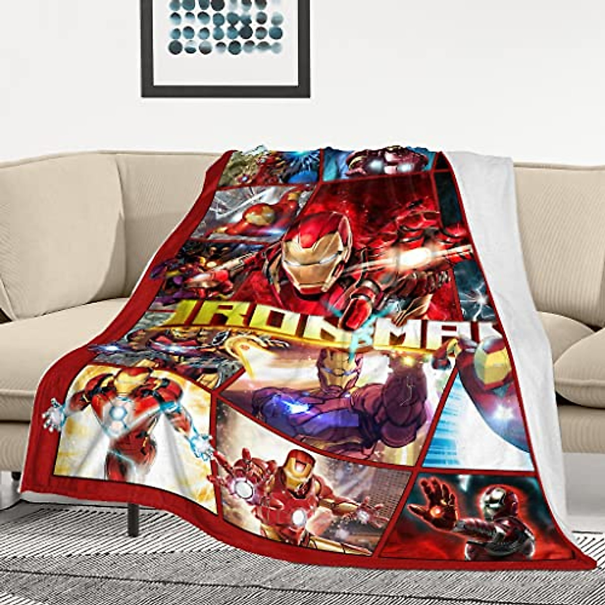 Super Hero Throw Blanket Soft Flannel Cartoon Blanket All Season Warm Bedding for Sofa Chair Decorations 60"x50"