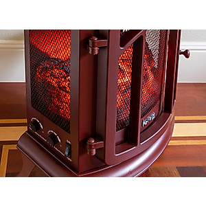 e-Flame USA Tahoe LED Portable Freestanding Electric Fireplace Stove Heater - Realistic 3-D Log and Fire Effect (Red)