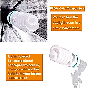 Aqirui 2 x 85W Light Bulb 5500K CFL Daylight Spiral Softbox Bulb in E27 Socket for Photography Photo Video Studio Lighting