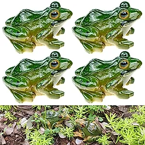 4 Pieces Miniature Frog Statue, Outdoor Garden Frog Figurines Decoration, Mini Cute Frog Figures for Patio Yard Micro Landscape Fairy Garden Ornaments