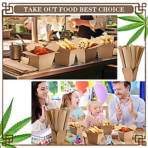 Fulmoon 50 Sets 8 oz Chinese Take Out Boxes with Disposable Chopsticks, Kraft Paper Disposable Food Containers with Chopsticks for Hot or Cold Food Takeout Restaurants Party