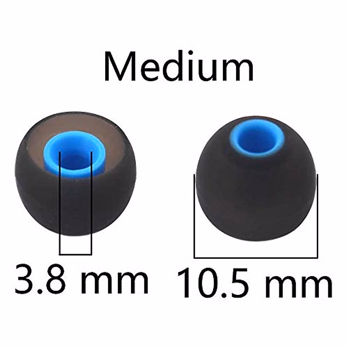 BLLQ 12PCS Medium Size Replacement Ear Tips Earbuds Eartips Ear Cap Ear Bud Tip Compatible with Sony WF-1000XM4,Powerbeats Pro, BeatsX & Other Inner Hole 3.8mm Earbud in-Ear Headphones,Black-Blue,M