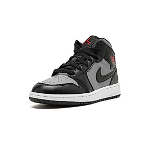 Nike Jordan Youth Air Jordan 1 Mid (GS) 554725 096 - Size 4.5Y, Black, Gym Redparticle Grey, 4.5 Big Kid