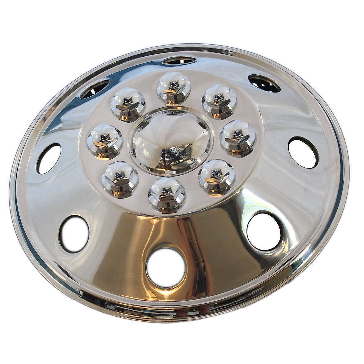 IWC 4 Pc Set 16" 8 Lug RV Stainless Steel Hub Cap Steel Wheel Rim Covers